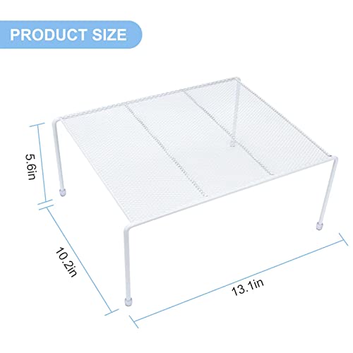 Set of 6 Mesh Kitchen Shelves Cabinet Storage Shelf Rack (13.1 x 10.2 Inch) ,Kitchen Bathroom Pantry Cupboard Desk Home Office, Fridge, Cabinet, Bathroom Cupboard, Non-slip Plastic Feet (White)