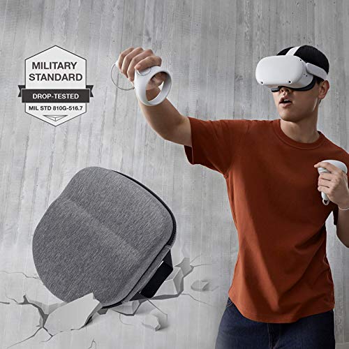 Cuawan Oculus Quest 2 Accessories-Hard Protective Case Storage Bag Carrying for VR Headset, Portable and Lightweight Bump Prevention, Gaming Glasses Case, Grey