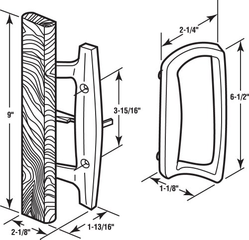 Prime-Line C 1204 Sliding Glass Door Handle Set β Replace Old or Damaged Door Handles Quickly and Easily β White Diecast, Mortise/Hook Style, Fits 3-15/16 In. Hole Spacing (1 Set)