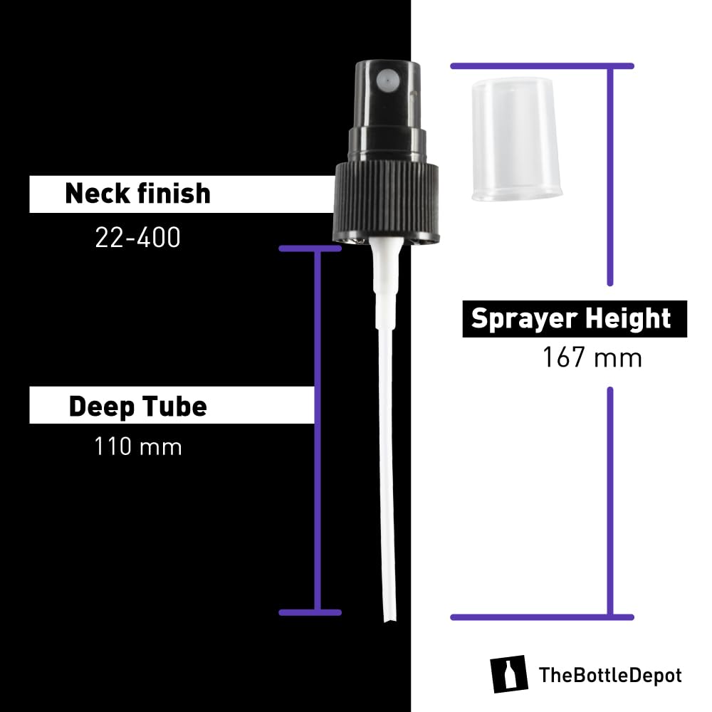The Bottle Depot - 12 Pack - 4 oz Glass Spray Bottle - Black Frosted - 22-400 Neck Finish - Boston Round Bottles - UV Rays Protection