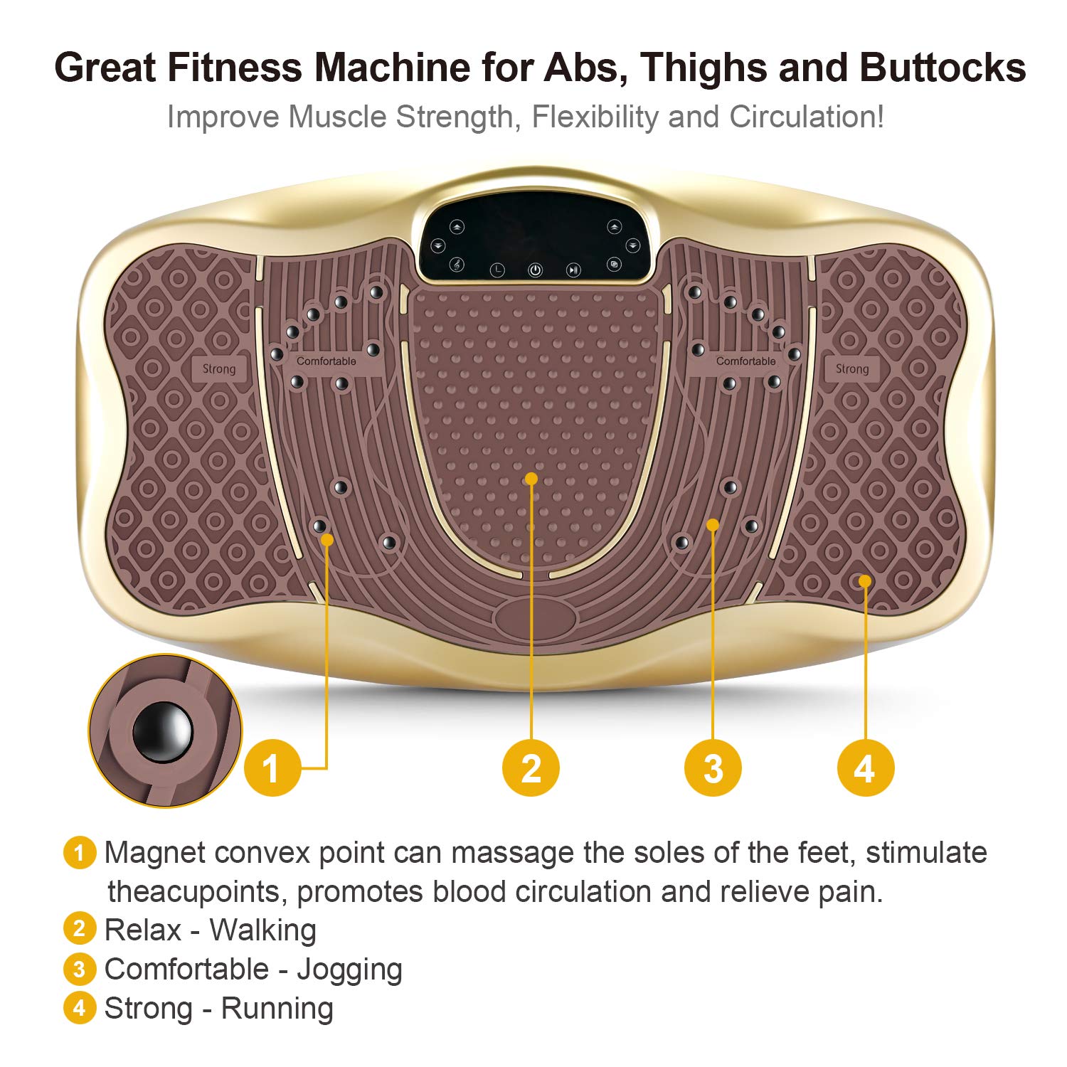 Fitness Vibration Power Plate Platform Whole Body Workout Exercise Machine Home Exercise Equipment W/Remote Control & Bands for Home Fitness Losing Weight Max User Weight 265lbs