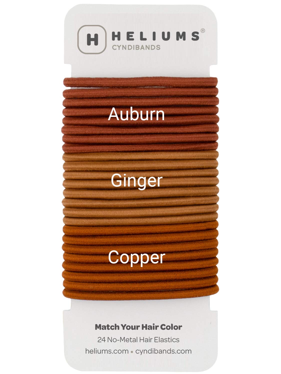 Cyndibands Hair Ties for Red Hair- 4mm Elastic Ponytail Holders - Match Your Hair Color Bands - 24 Count (Redheads - Auburn, Ginger, Copper)