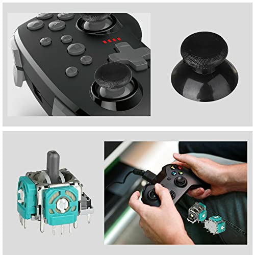 Replacement Thumbsticks for Xbox One S/X Controller, 4pcs 3D Joystick Parts Analog Caps with Repair Tools Kit, T6 T8 T10 Screwdriver Compatible with Xbox One S/X Controller