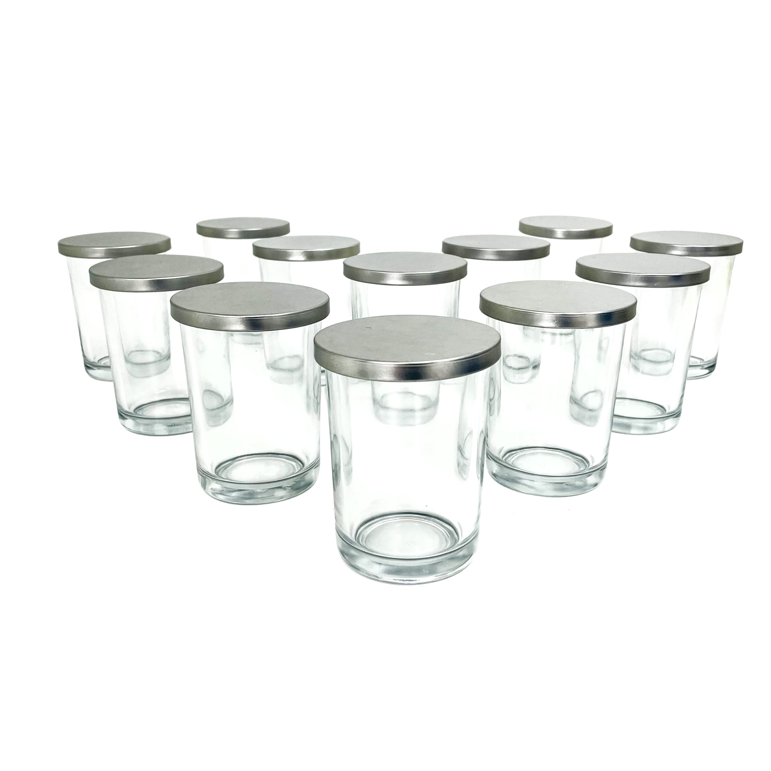Direct Candle Supply 8 Fl Oz Glass Tumbler/Jar Glass with Metal Lid 12pk for Candle Making
