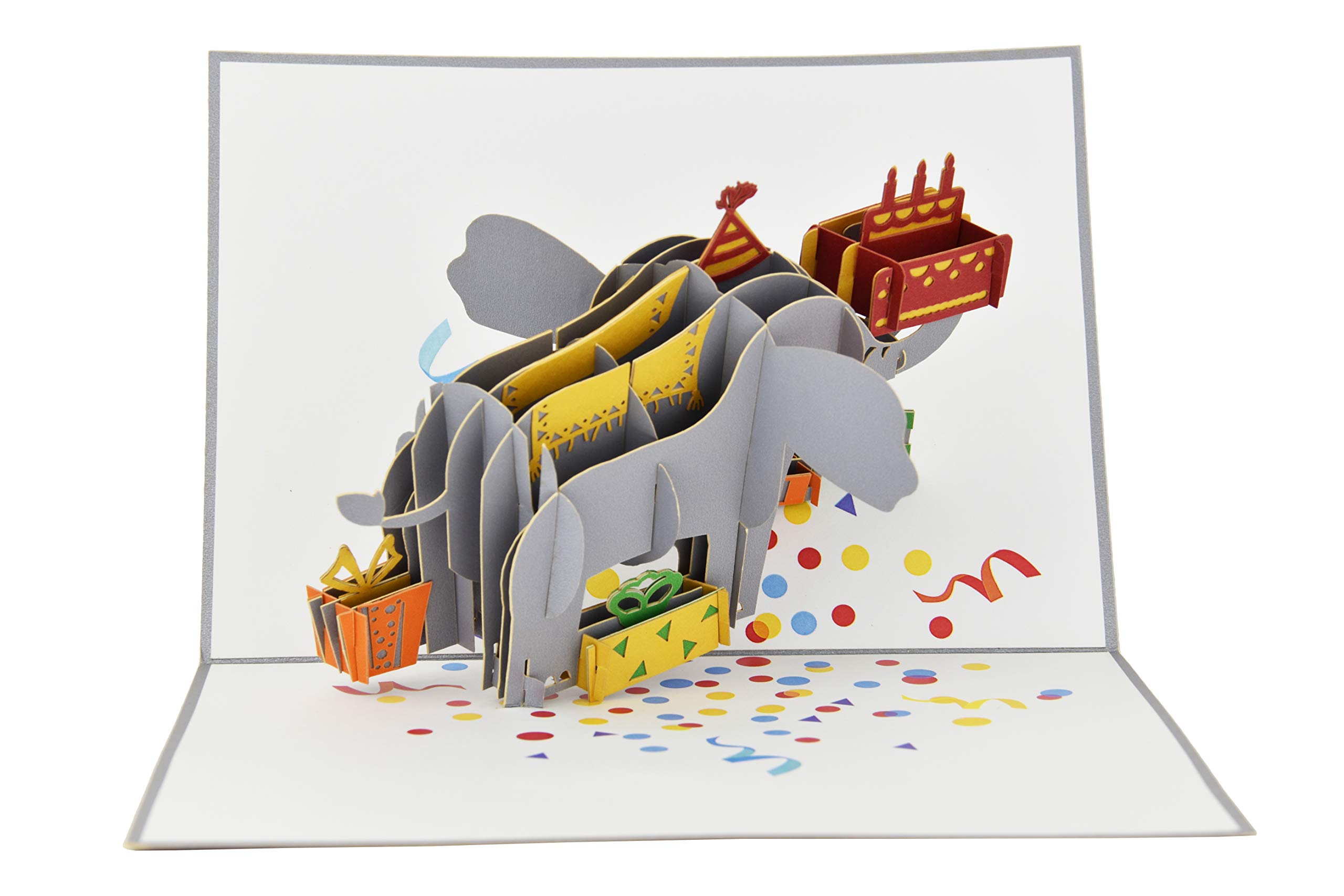 Teabug Cards Elephant Pop Up Card, Kid Birthday Card, Party Celebration Greeting Card
