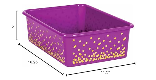Teacher Created Resources Purple Confetti Large Plastic Storage Bin