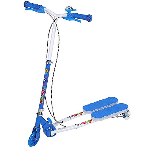 DSHUJC Folding Kick Scooter, Kids 3 Wheel Scooter, Tri Push Swing Scooter, with PU LED Flashing Wheels and Music Footboard, for Ages 4-16 Kids