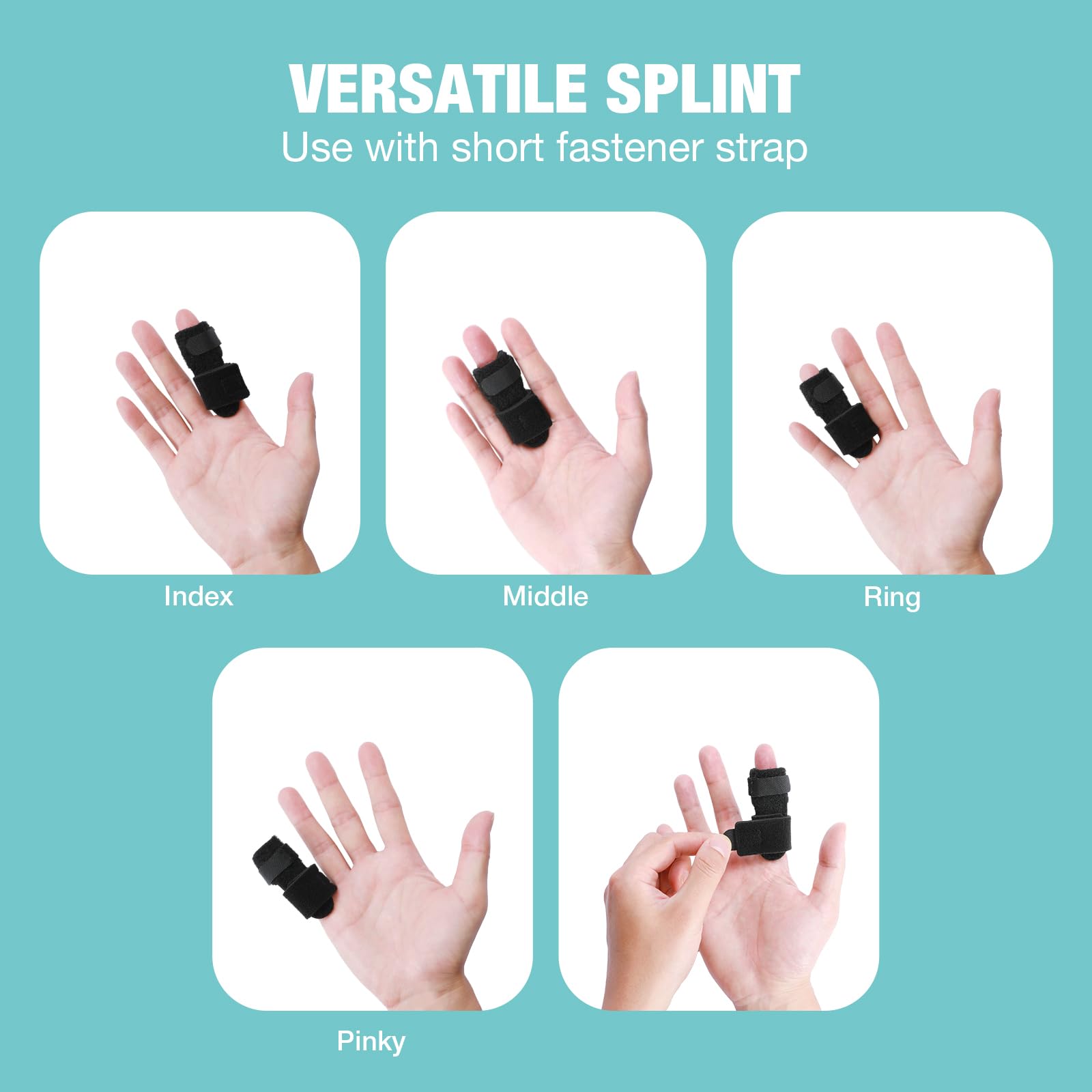 DOEPLEX Trigger Finger Splint, Adjustable Support Brace for Straightening Curved, Bent, Locked and Stenosing Tenosynovitis, One Size Fits Right or Left Hand