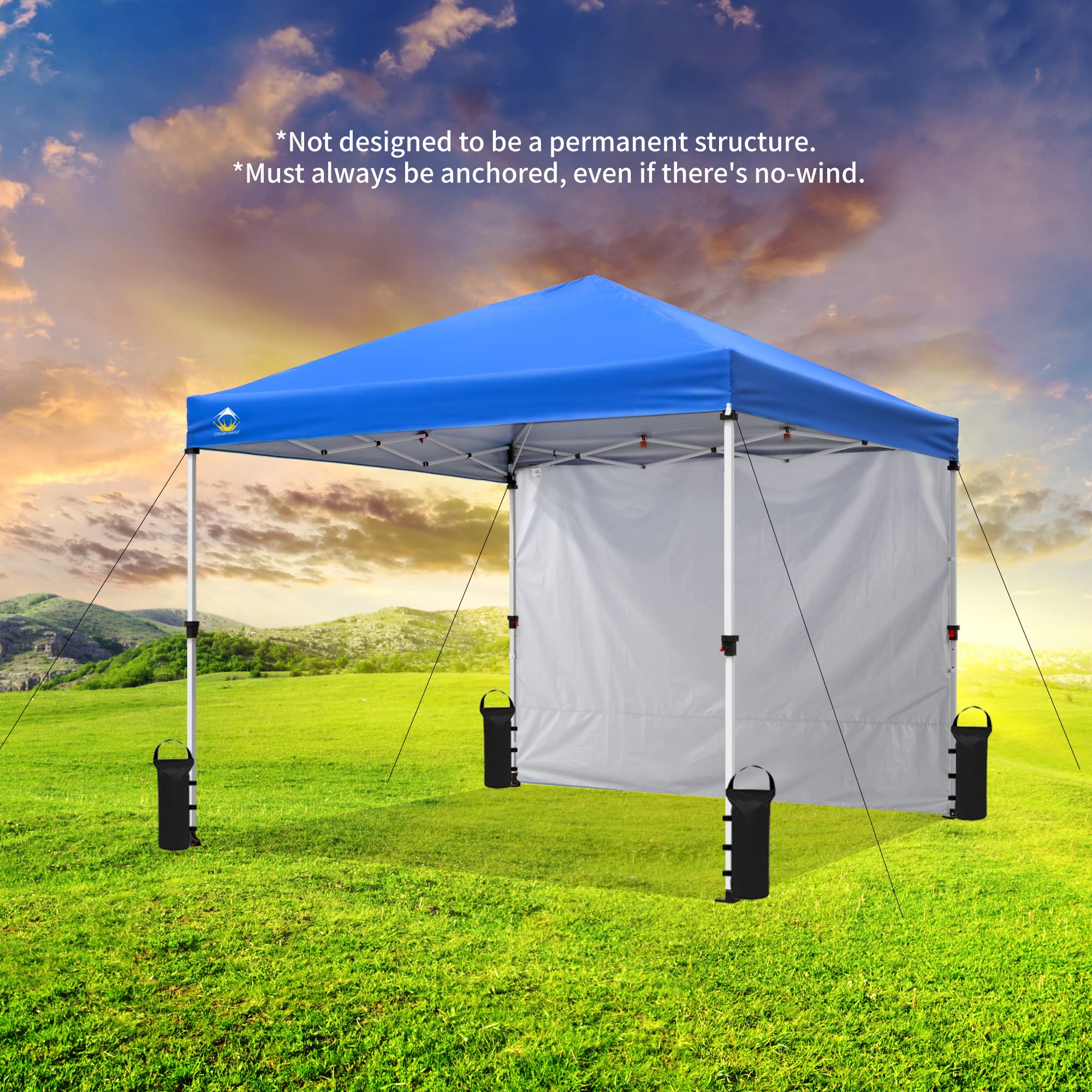 CROWN SHADES Pop Up Canopy Tent 10X10 Commercial Instant Canopy Tent Outdoor (10x10, Blue)