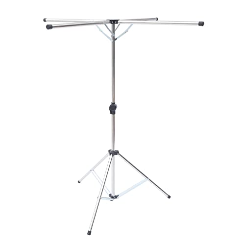 Leblett Tripod Clothes Drying Rack,Foldable Portable Space Saving Laundry Drying Rack High Capacity 4 Poles,Height-Adjustable with 10 Hooks for Outdoor and Indoor Home Use