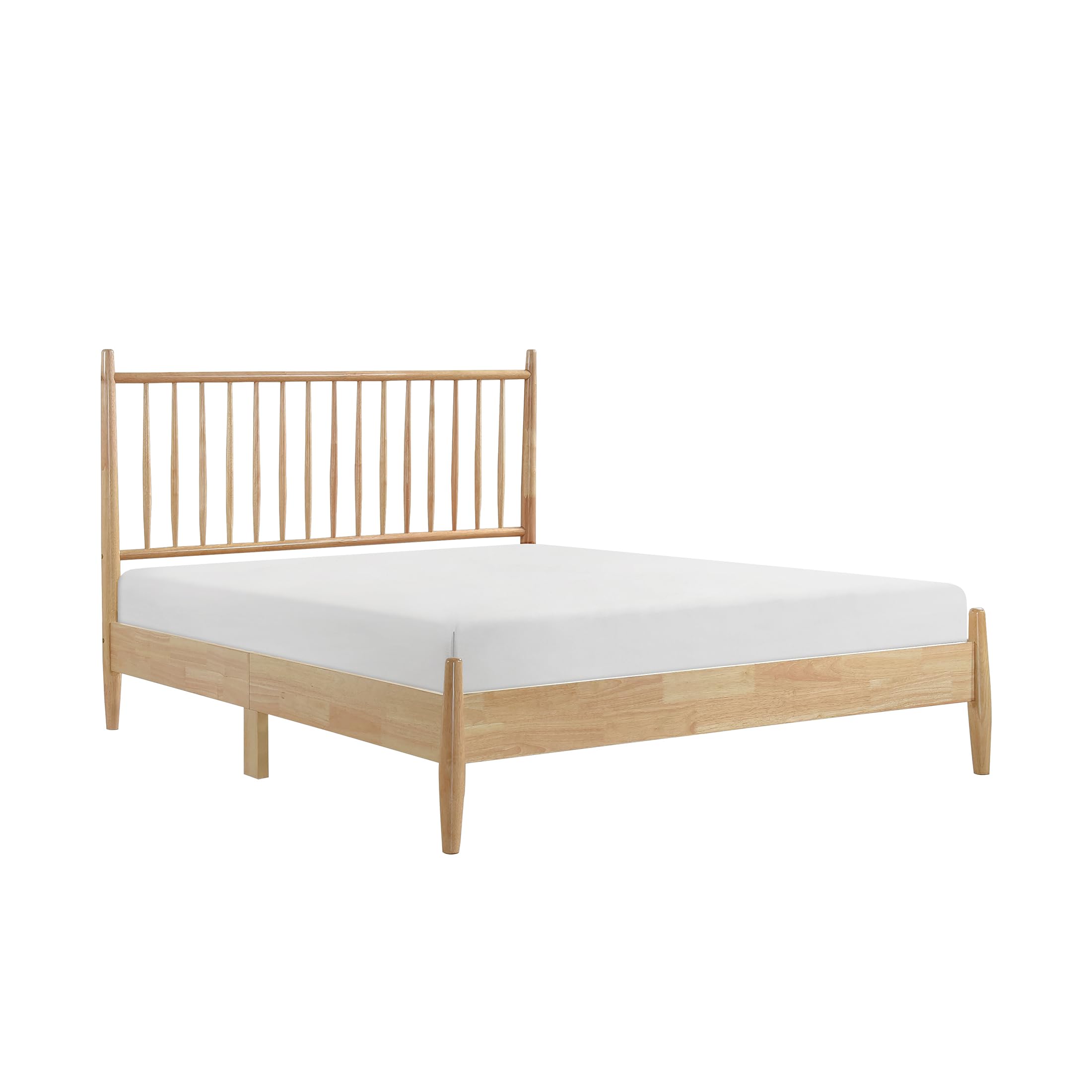Lexicon Queen Bed Frame with Headboard, Platform Bed Frame Wood, Mid Century Modern Bed Frame with Vertical Slat Headboard, No Box Spring Needed, Easy Assembly, Natural