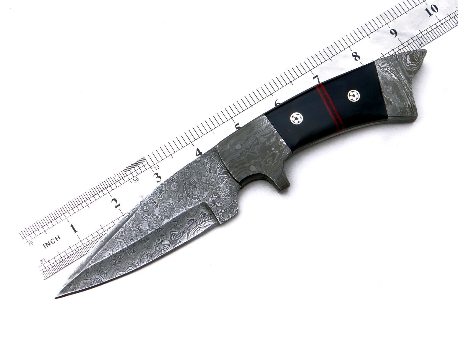 Custom Handmade Hunting Knife Damascus Steel Bolster with Buffalo Horn 9"