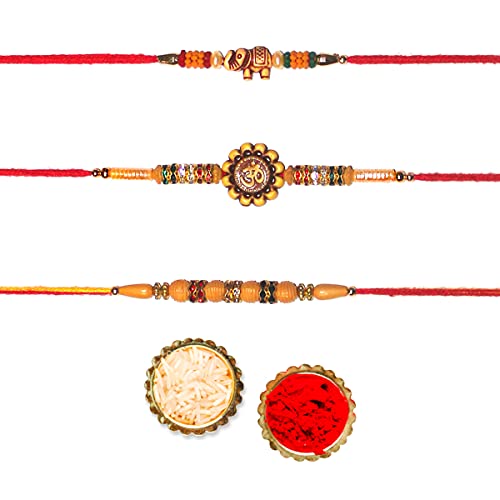 Sharvil Set 3 of Rakhi for Brother Bhaiya Bhabhi Raksha Bhandhan Rakhi Thread Bracelet Cotton Thread multi design