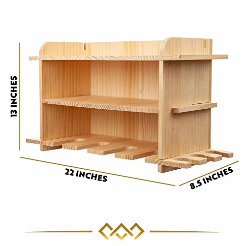 LampLighter Creations Power Tool Organizer & Drill Storage Rack - Cordless Charging Station Tool Organizer - Drill Holder Wall Mount - Easy Assembly 16.75x13x7β (Unfinished Pine)