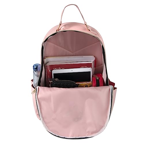 Emma & Chloe Pastel Pink Leopard Waterproof Vinyl Backpack for Commuting, Traveling (Pink Leopard)