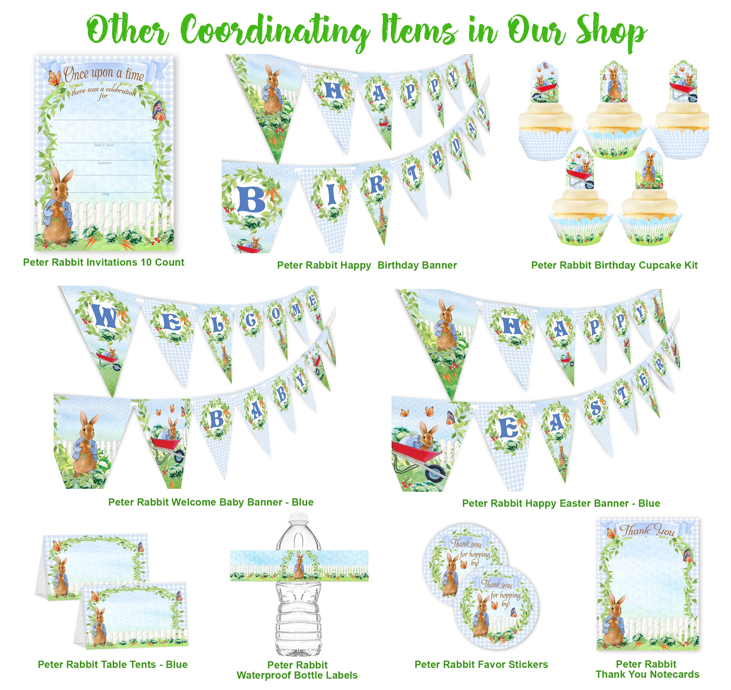 Peter Rabbit Buffet Cards Place Cards - 12 Peter Rabbit Table Tents - Peter Rabbit Place Cards - Peter Rabbit Decorations - Peter Rabbit Party Decorations - Peter Rabbit Party Supplies -Table Tents