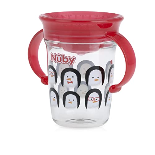 Nuby Tritan No Spill 2 Handle 360 Degree Printed Wonder Cup, Prints May Vary, 1pk