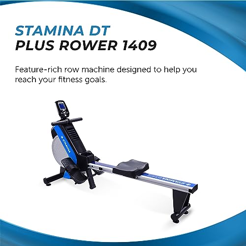 Stamina DT Plus Rowing Machine 1409 - Rower Machine with Smart Workout App - Rower Workout Machine with Dual Air and Magnetic Resistance - Up to 250 lbs Weight Capacity