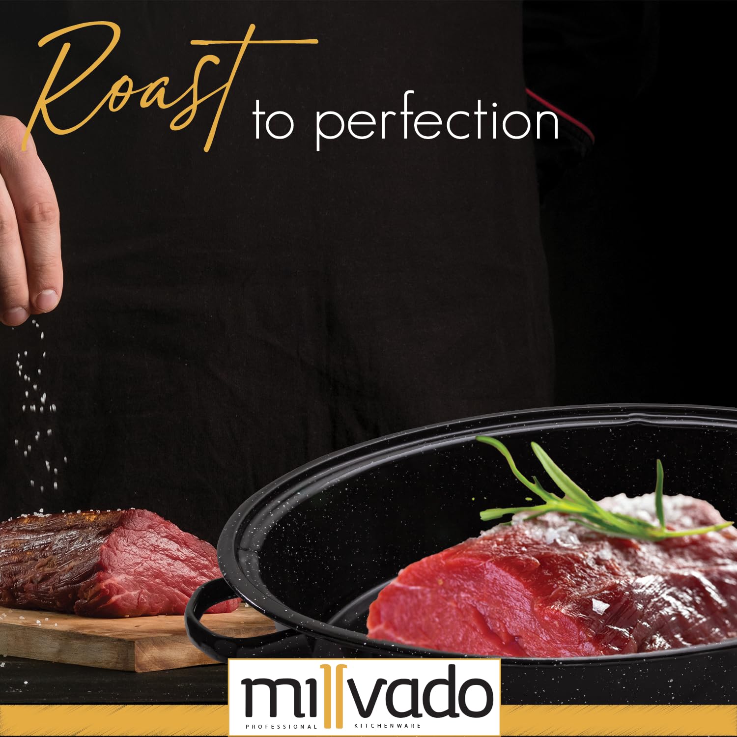 Millvado Roasting Pan With Lid, Thanksgiving Turkey Roaster Pan, Extra Large 20 lb Capacity, 19" Granite Oven Roaster Oval Shaped Speckled Enamel on Steel Cookware