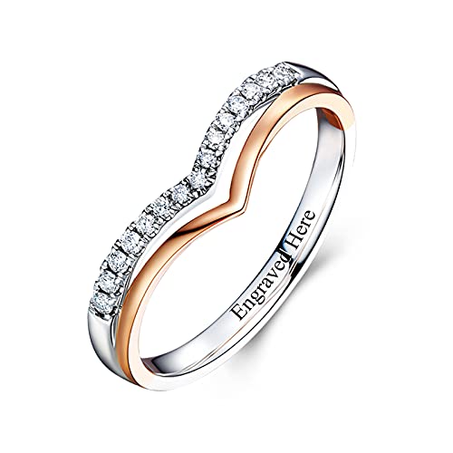 DIYA Sterling Silver Moissanite Diamond Two-Tone Engagement Ring Personalized Custom Promise Wedding Stacking Ring (6.0)