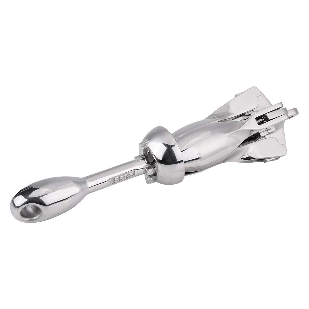 Folding Grapnel, Durable Stainless Steel Silver Boat Anchor, Boat Accessory for Marine Yacht