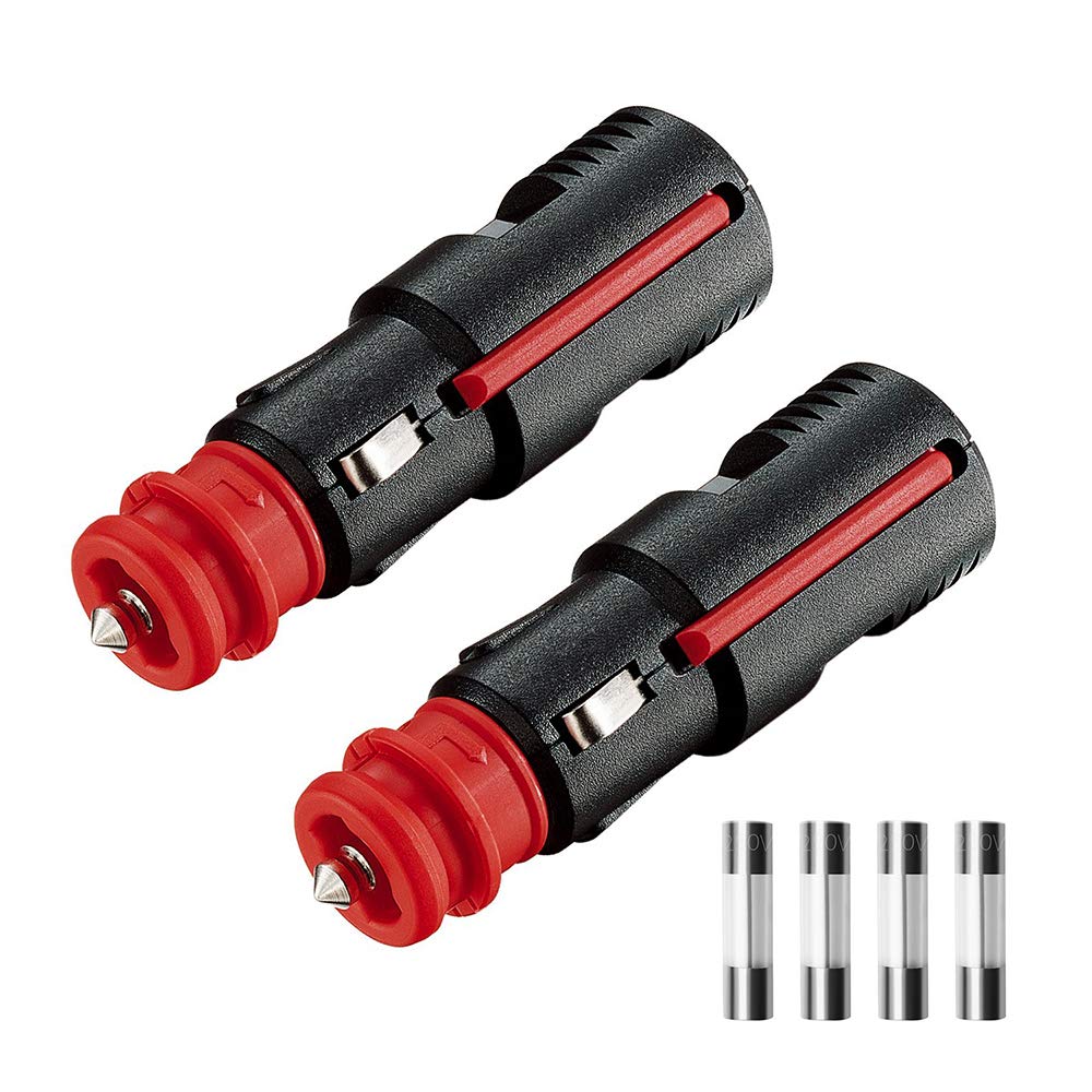 Digit.Tail DC 12V 24V Cigarette Lighter Adapter with 10A 16A Fuse- Cable Extension fits 12mm European Male Hella Bike/DIN or US 21mm Cigar/AUTO sockets (2xPCS)