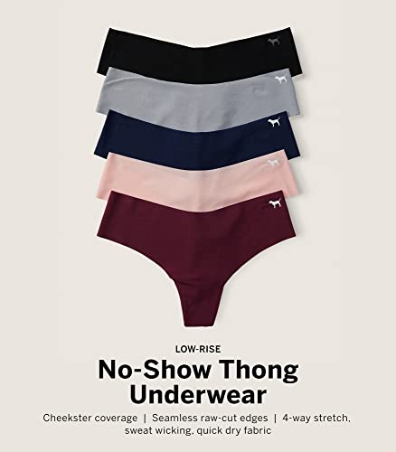 Victoria's Secret PINK No Show Thong, 5 Pack Panties for Women (M)