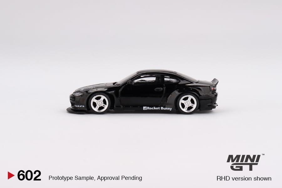 True Scale Miniatures Model Car Compatible with Nissan Silvia (S15) Rocket Bunny Black Pearl RHD Limited Edition 1/64 Diecast Model Car MGT00602