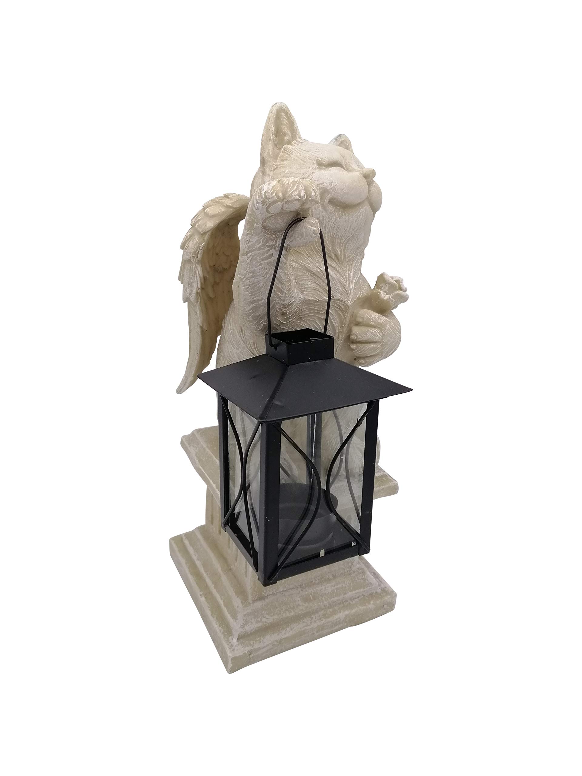 Comfy Hour Loving Memory Collection Resin Memorial Cat Angel Taking A Lantern Pet Status Light Gray Perfect for Home Or Outdoor Garden