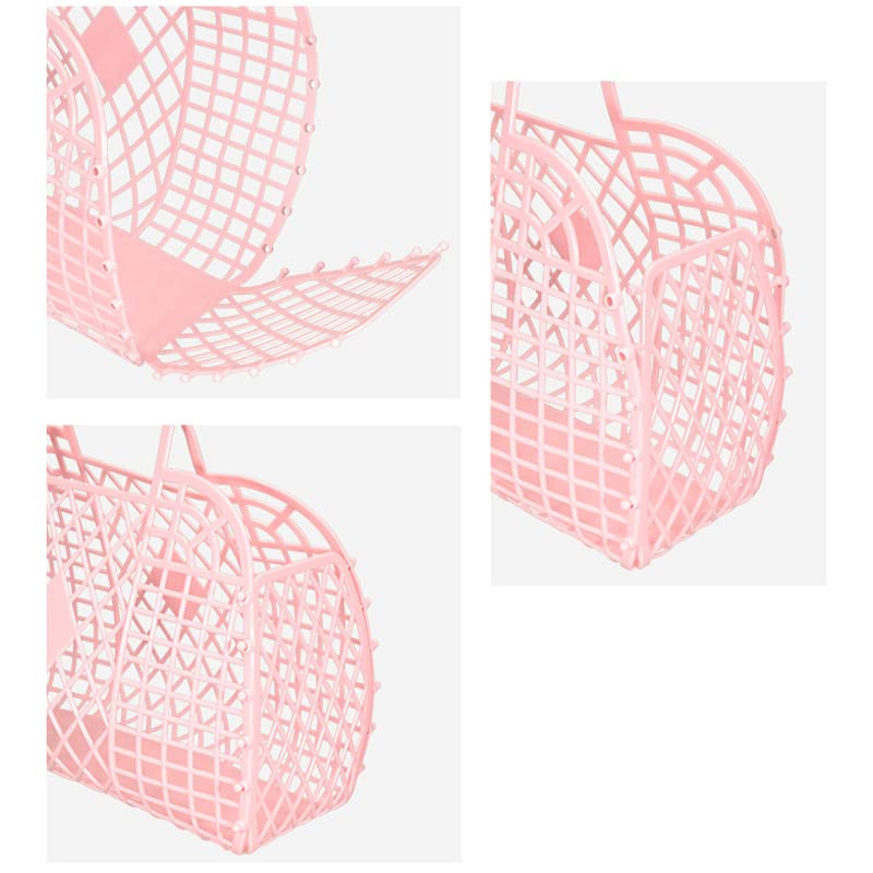 Gift Basket Toddler Purse Girls Jelly Beach Bag Plastic Beach Tote Storage Easter Baskets for Kids Light Pink Set of 2
