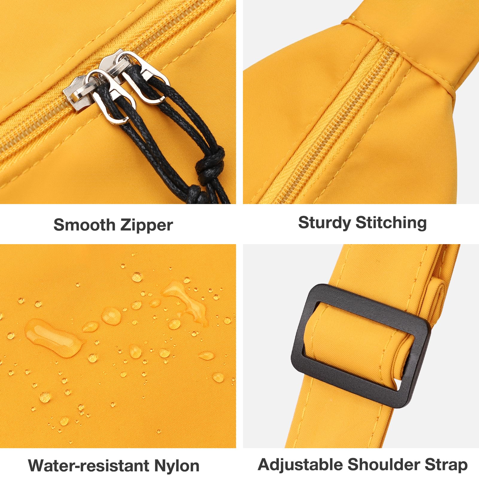 Crossbody Bag for Women Men Small Crescent Bag with Adjustable Strap Nylon Hobo Shoulder Bag Handbag for Sport Travel Work (Orange Yellow)