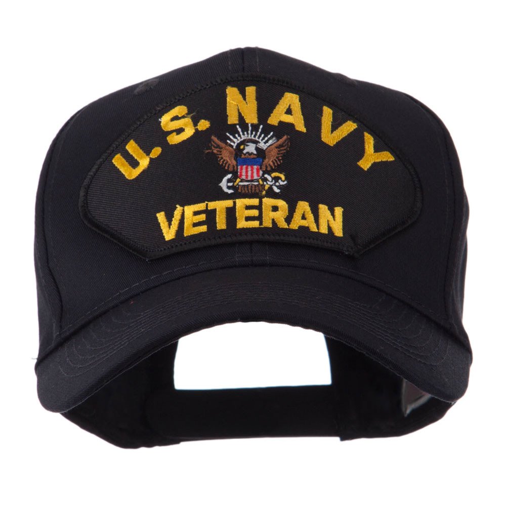 e4Hats.com Veteran Military Large Patch Cap - US Navy Black OSFM
