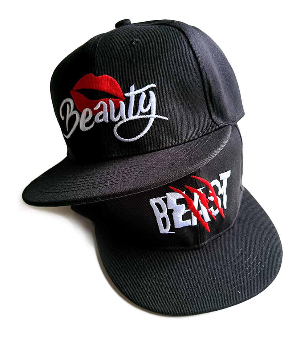 Double Fashion Couple Snapbacks Matching Beauty&Beast Snapbacks Baseball Cap Flatbill Hip Hop Hats Adjustable (Lip&Paw-2), One Size
