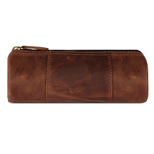 The Antiq Make-up Pouch, Leather Zipper Pouch, Leather Pencil Case, Marker Pouch