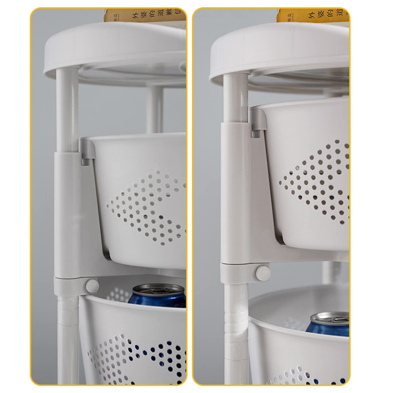 LGXSHOP 5 Tier Swivel Storage Rack, Vegetable Storage Rack, Storage Rack with Lockable Casters and Detachable Storage Basket, Kitchen Bathroom Living Room Dining Room Freestanding Organizer (White)
