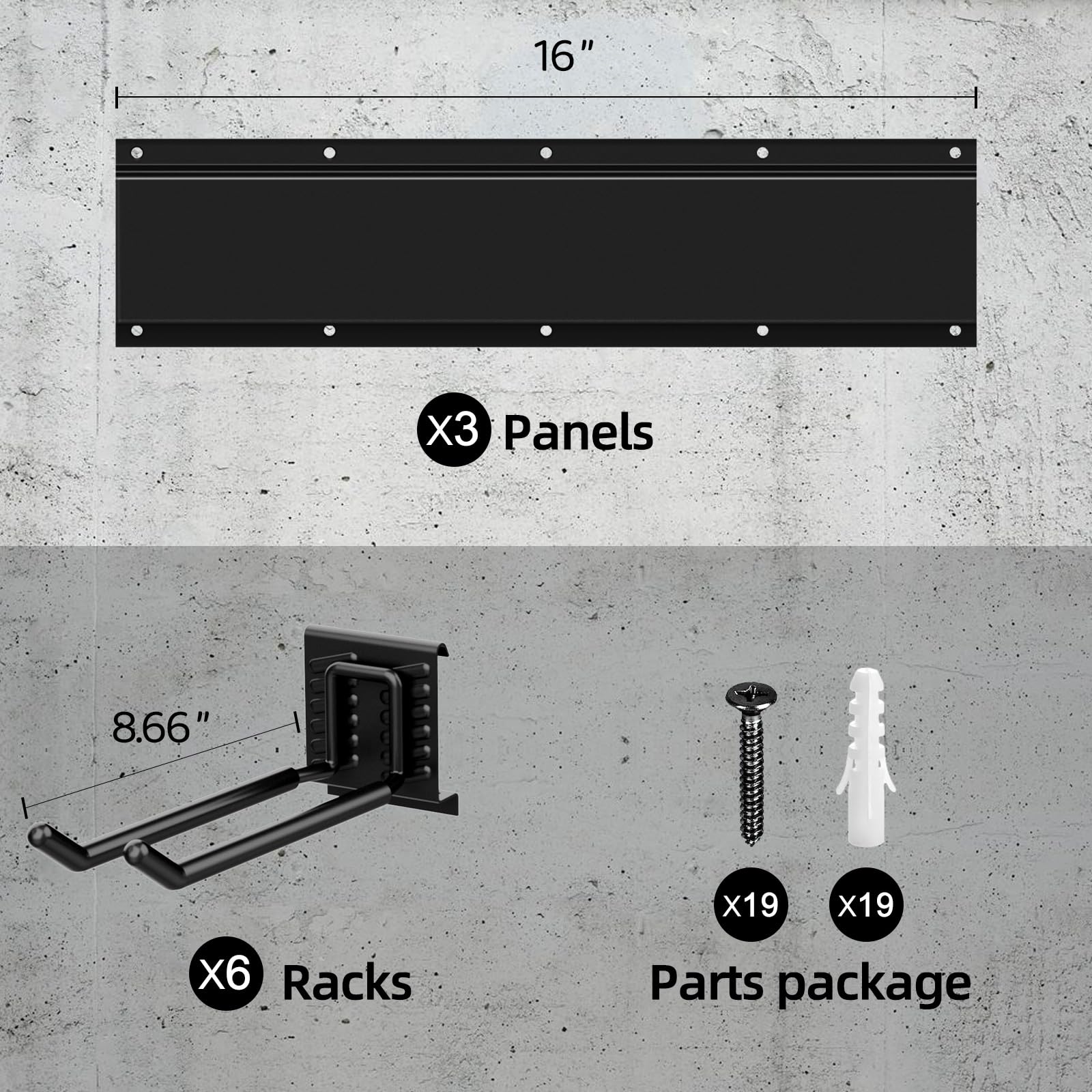 SUBICOO Garage Tool Organizer Wall Mount, Garage Wall Organizer Storage Rack, Super Heavy Duty Garden Tool Hanger Rack for Ski Gears, Chair, Broom, Mop, Rake Shovel Yard Tools (48" Rails + 6Hooks)
