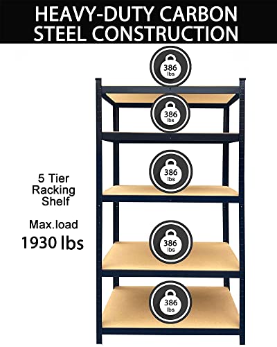 Standing Shelving Adjustable Height Non-Slip Feet Separable Rack Shed Storage Shelves Unit Adjustable Height Non-Slip Feet Separable Rack Unit 66.1"x29.5"x11.8" BLACK 5 Tier (386lb Per Shelf) 1930lb