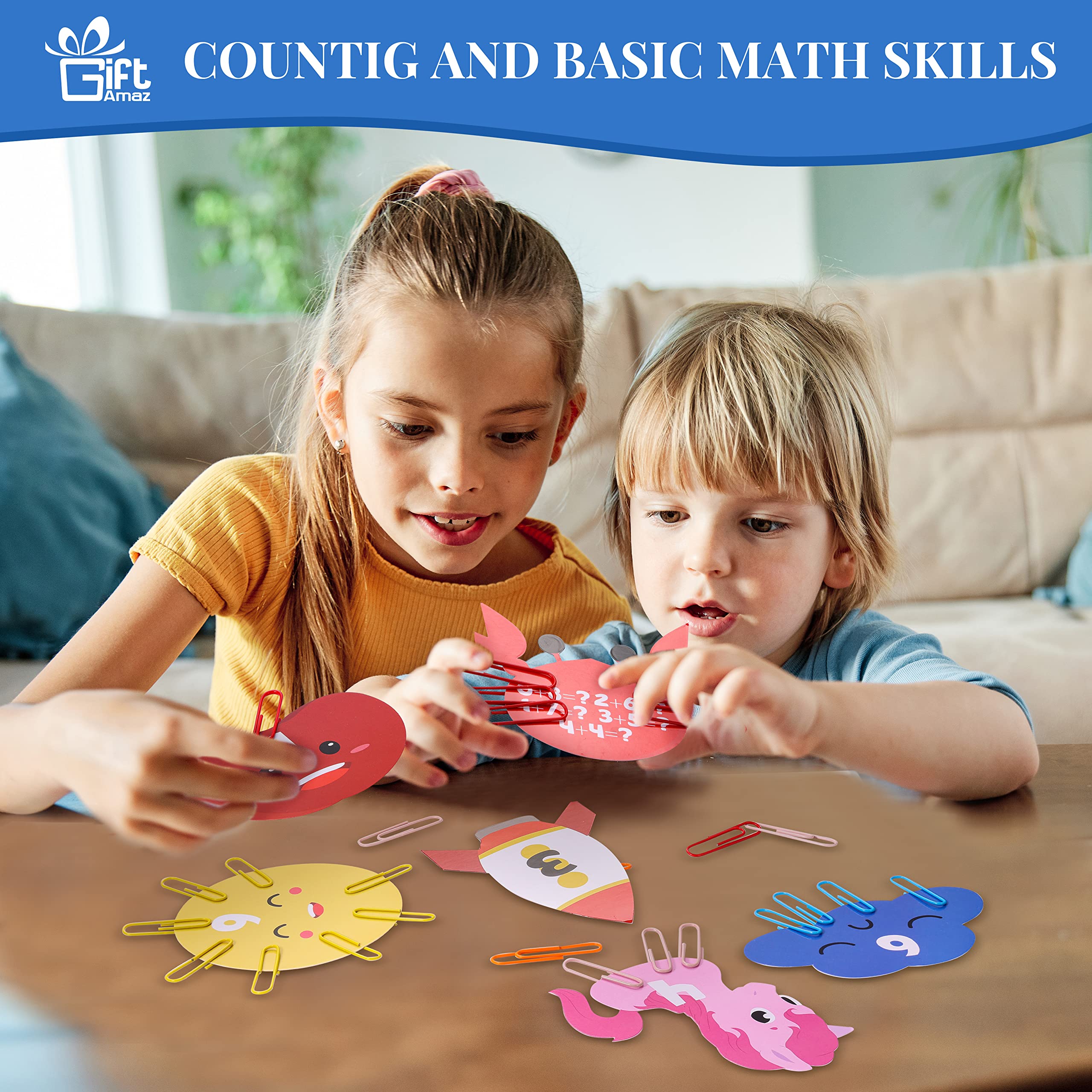 GiftAmaz 110 Pieces Links Math Manipulatives Game, Links Counters for Kids Early Math Skill, Educational Kindergarten Counting Cardboard Toy, Fine Motor Skills, Preschool Learning for Boys Girls 3-6