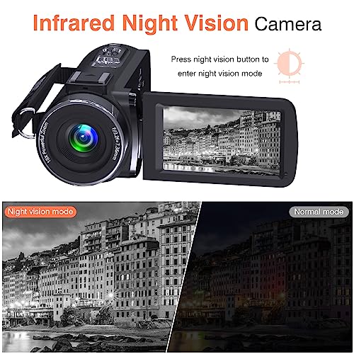 VETEK Video Camera 8k Camcorder 48MP UHD WiFi IR Night Vision Vlogging Camera for YouTube, 18X Digital Zoom 3.0β LCD Screen Digital Camera with Microphone, 32G SD Card, Remote Control and 2 Batteries