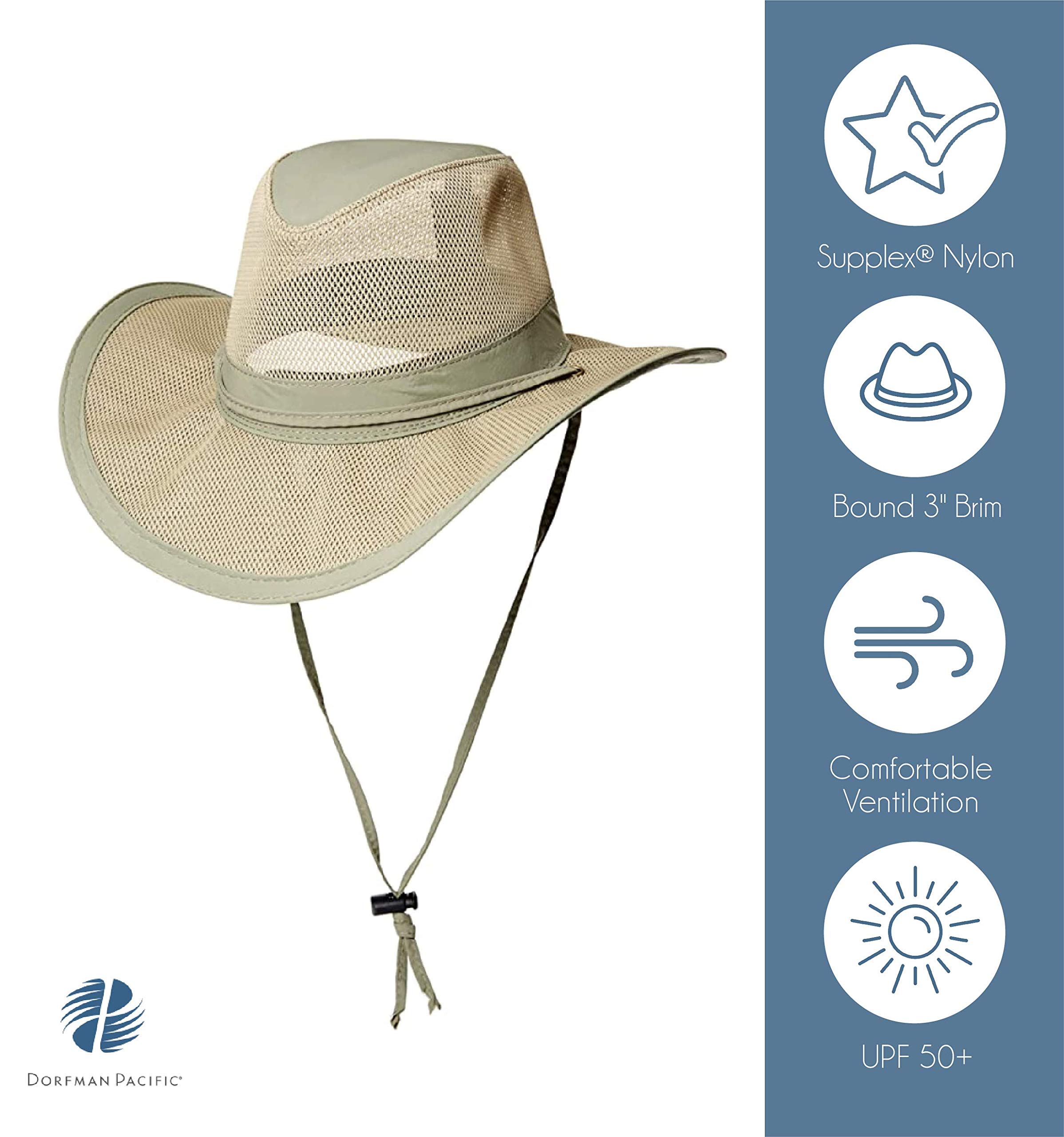 Dorfman Pacific Co. Men's Mesh Safari Hat, Fossil, Large