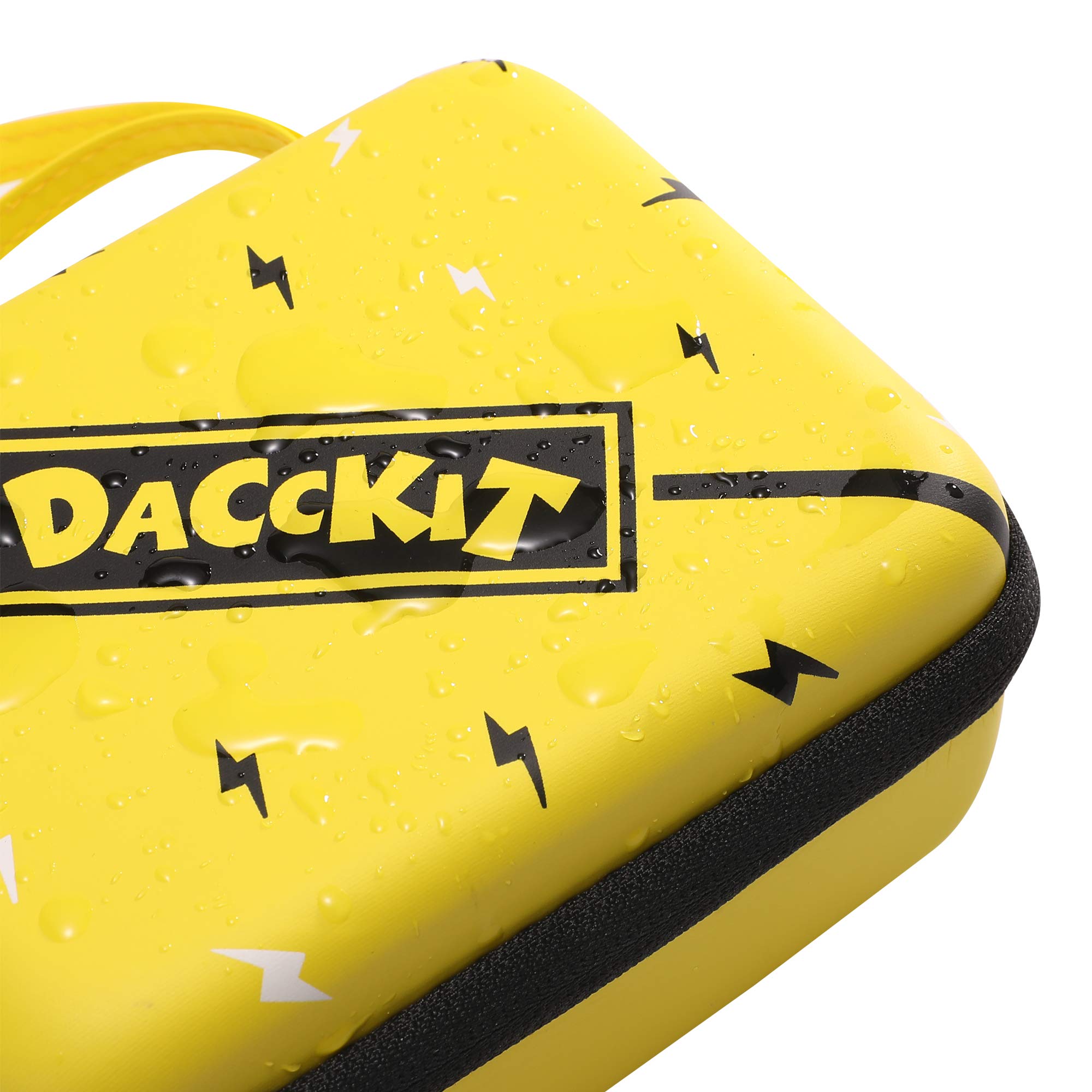 D DACCKIT Case for Pokemon Trading Cards, Fits Up to 400 Cards, Card Holder with Hand Strap & Carabiner - Lightning Yellow