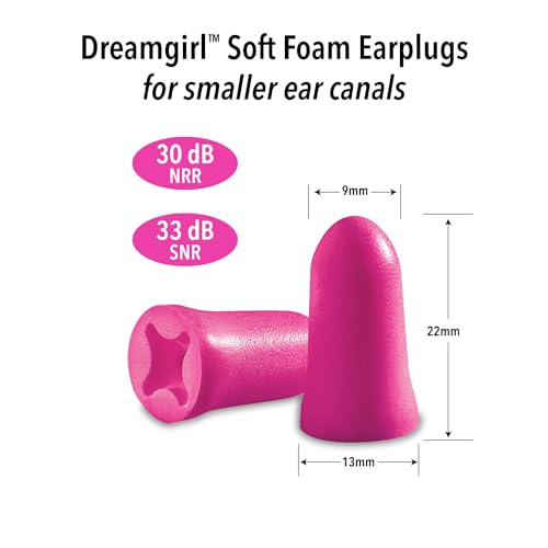 Mack's Dreamgirl Soft Foam Earplugs, 10 Pair, Pink - Small Ear Plugs for Sleeping, Snoring, Studying, Loud Events, Traveling & Concerts