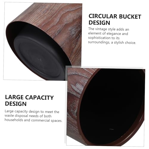 NESTINGHO Wood Grain Trash Can Bathroom Wastebasket Small Garbage Can Brown Trash Can Farmhouse Waste Basket Kitchen Waste Can Small Trash Can Trashcan Bathroom Trash Bins Imitation Leather