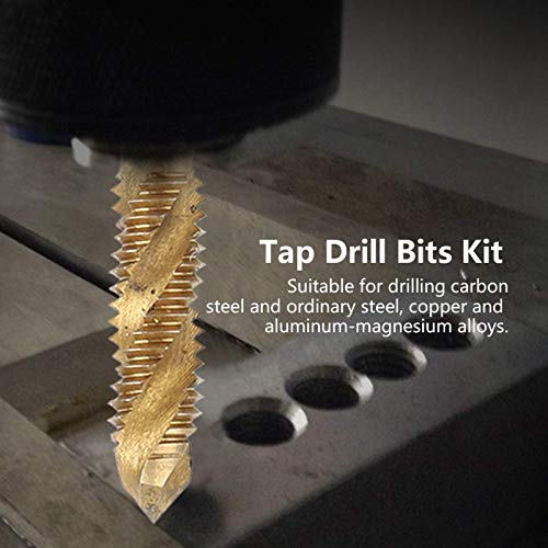 LANTRO JS 10Pcs/Set M4 Screw Tap, High Speed Steel 3.3mm Drill Bits Hex Shank Tapping Tools, Applicable for Internal Chip Removal