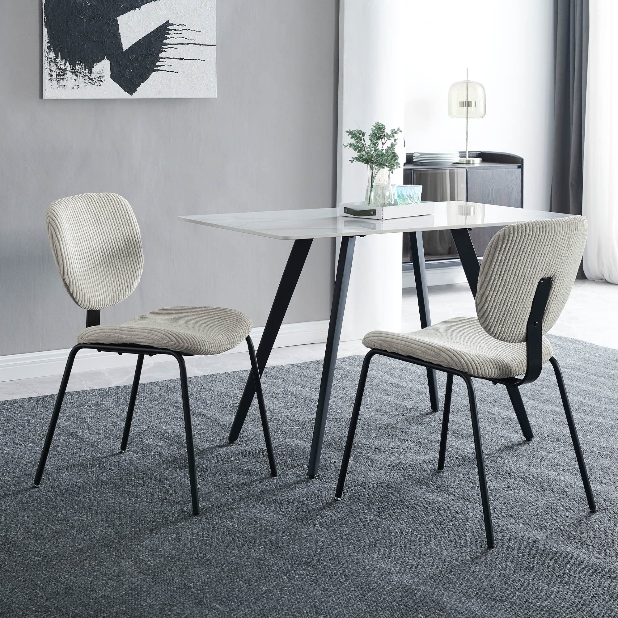 comfy to go Dining Room Chairs Set of 4, Mid Century Chair for Kitchen, Beige