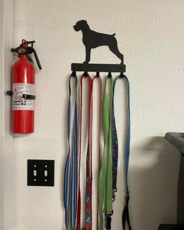 The Metal Peddler Boxer (Natural Ears) Key Holder Hanger - Small 6 inch Wide with 5 Hooks - Made in USA