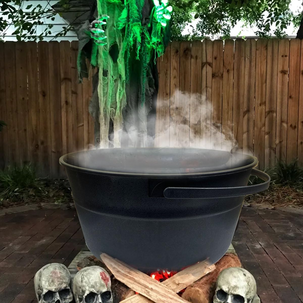 DQFAQYY Large Halloween Black Cauldron 12.6" Plastic Witch Cauldron Candy Bowl Kettle, Pot and Bucket Trick or Treat Party Supplier Decorations