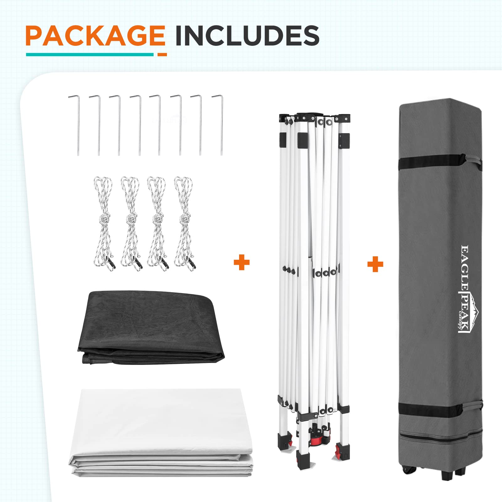 EAGLE PEAK 10' x 10' Outdoor Pop Up Canopy Tent, Pop Up Screenhouse, Portable Sun Shelter with Mosquito Netting, Vented Top and Wheeled Carrying Bag, White