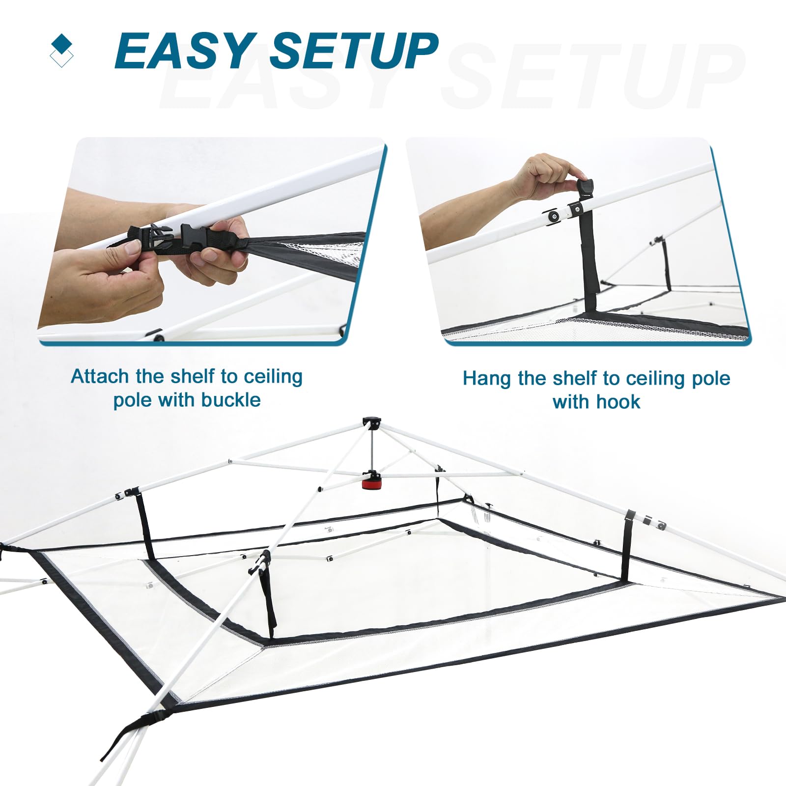 EAGLE PEAK 10x10 Pop up Canopy Tent Mesh Shelf, Universal Gear Loft Hanging Shelf, Fits for Most 10x10 Instant Canopies, Outdoor Canopy Shelf