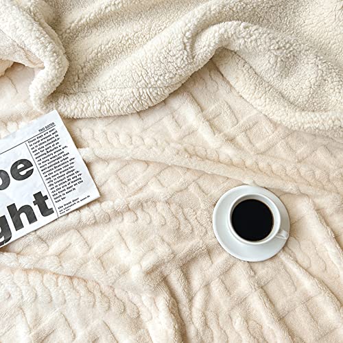 Sherpa Fleece Throw Blanket-3D Stylish Design, Super Soft,Fluffy,Warm,Cozy,Plush,Fuzzy for Couch Sofa Living Room Bed-All Season Accessories(Beige, 60x80)